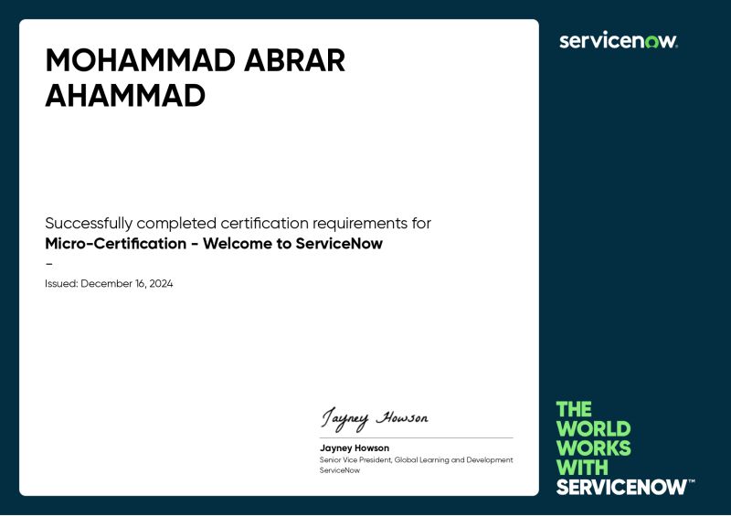 #servicenow | Mohammad Abrar Ahammad #servicenow | Mohammad Abrar Ahammad