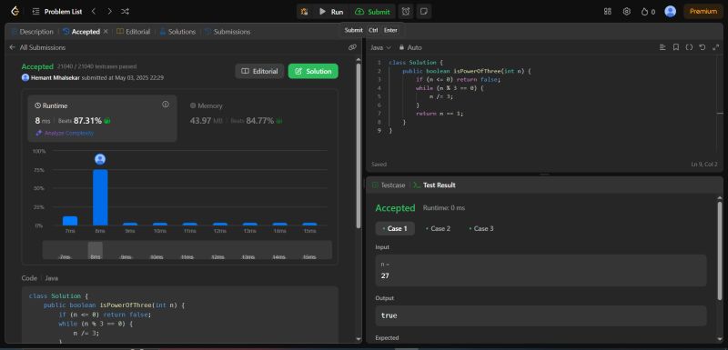 #100daysofcode #java #leetcode #math #powerofthree #codingchallenge ... #100daysofcode #java #leetcode #math #powerofthree #codingchallenge ...