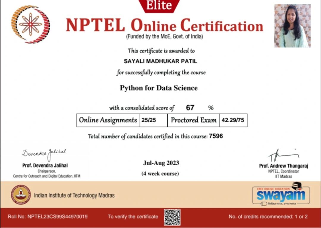 Sayali Patil on LinkedIn: #python #datascience #swayam Sayali Patil on LinkedIn: #python #datascience #swayam