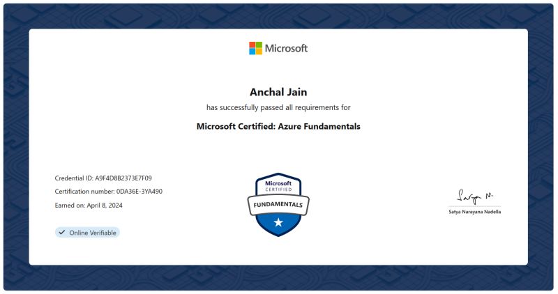 Anchal Jain on LinkedIn: I’m happy to share that I’ve obtained a new ... Anchal Jain on LinkedIn: I’m happy to share that I’ve obtained a new ...