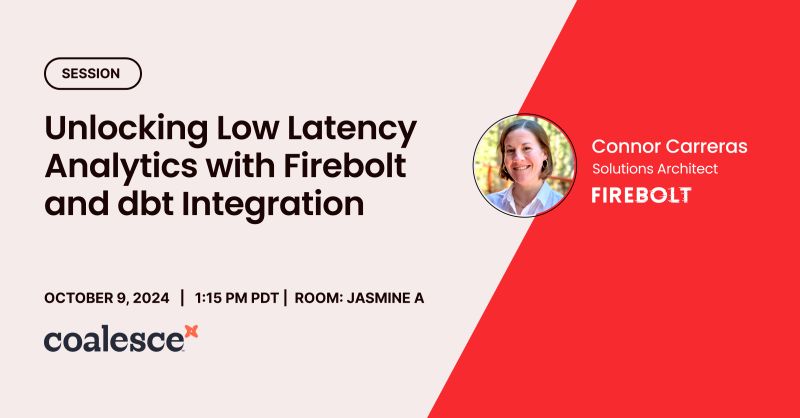 Firebolt on LinkedIn: #coalesce #dbt #datatransformation #dataengineering Firebolt on LinkedIn: #coalesce #dbt #datatransformation #dataengineering