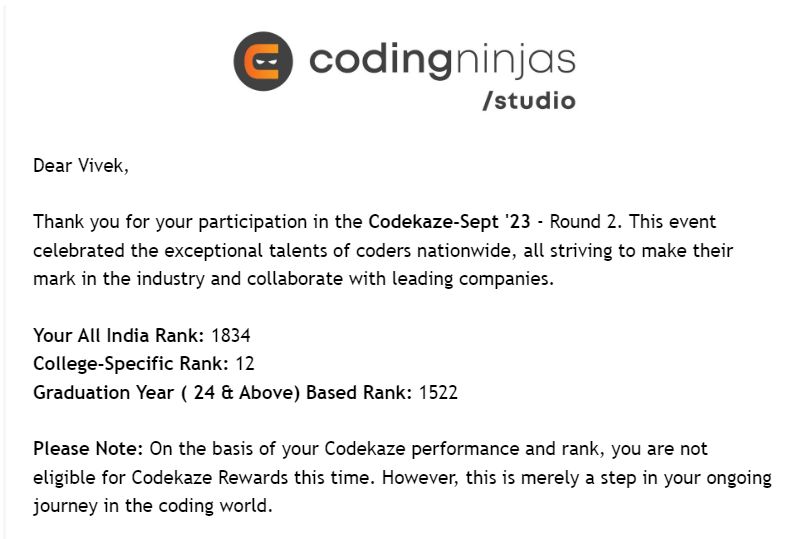 Vivek Yadav on LinkedIn: #codekaze #coding #achievement Vivek Yadav on LinkedIn: #codekaze #coding #achievement