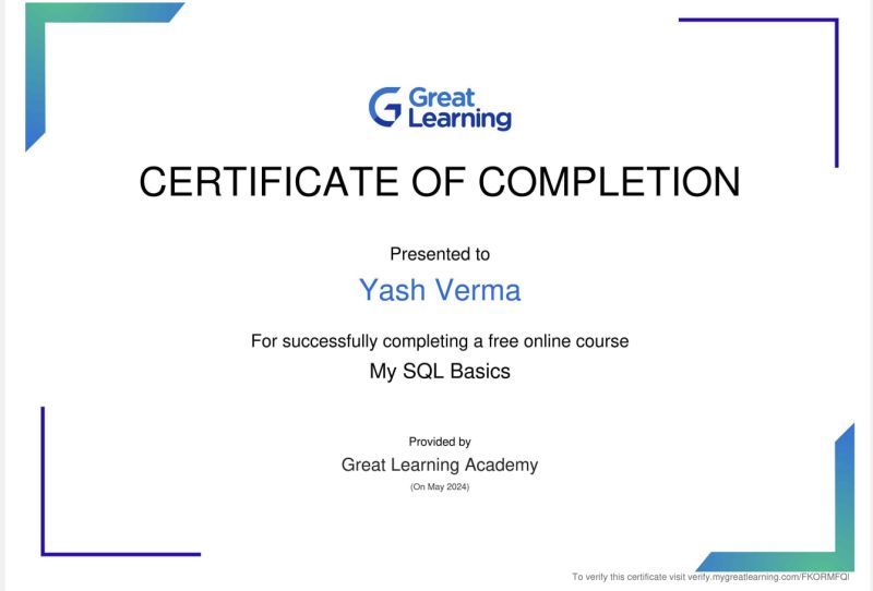 Yash Verma on LinkedIn: #greatlearningacademy Yash Verma on LinkedIn: #greatlearningacademy
