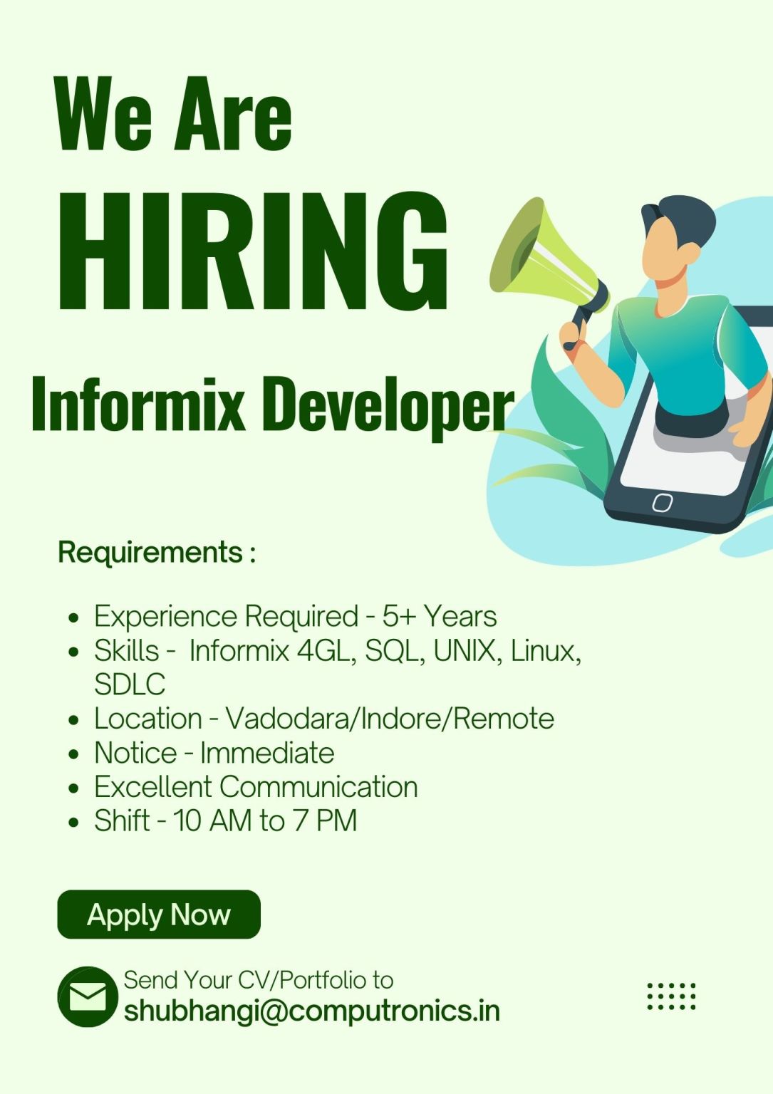Shubhangi Singh on LinkedIn: #hiringalert #informix #informixdeveloper ... Shubhangi Singh on LinkedIn: #hiringalert #informix #informixdeveloper ...