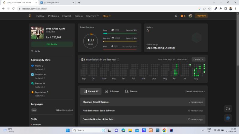 Syed Aftab Alam on LinkedIn: #leetcode #codingmilestone #problemsolving ... Syed Aftab Alam on LinkedIn: #leetcode #codingmilestone #problemsolving ...