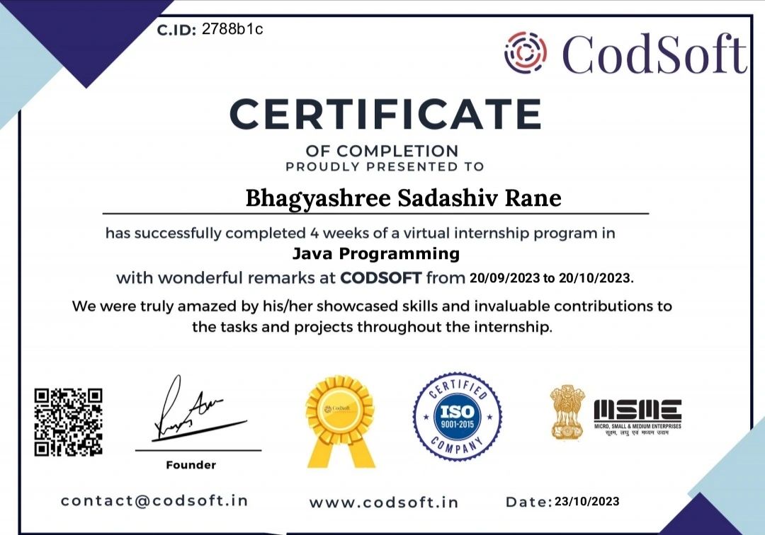 Bhagyashree Rane on LinkedIn: #codsoft #codsoft #codsoft Bhagyashree Rane on LinkedIn: #codsoft #codsoft #codsoft