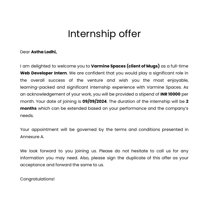 Astha Lodhi on LinkedIn: #offerletter #internship #webdevelopment # ... Astha Lodhi on LinkedIn: #offerletter #internship #webdevelopment # ...