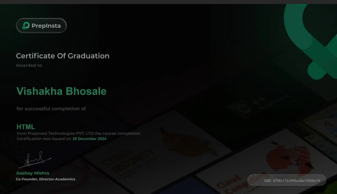 #webdevelopment #html #learning #certification #growth | Vishakha Bhosale #webdevelopment #html #learning #certification #growth | Vishakha Bhosale