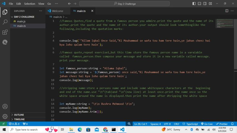🔥 Day 2 Coding Challenge 🚀🚀 | Bushra Mehmood 🔥 Day 2 Coding Challenge 🚀🚀 | Bushra Mehmood
