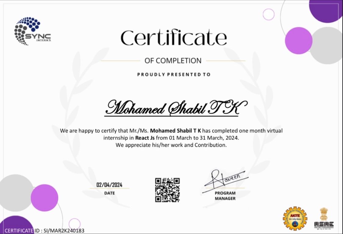 #syncinterns #naveenkumar #reactjs #internship #certificateofcompletion ... #syncinterns #naveenkumar #reactjs #internship #certificateofcompletion ...