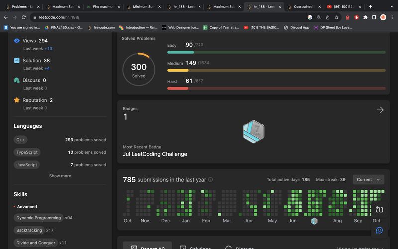 Himanshu RAY on LinkedIn: 🚀 Just hit a milestone: 300 LeetCode problems ... Himanshu RAY on LinkedIn: 🚀 Just hit a milestone: 300 LeetCode problems ...