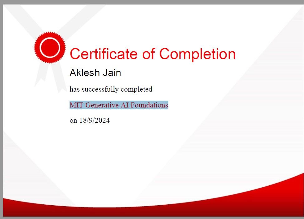 Aklesh Jain on LinkedIn: The MIT Generative AI Foundation program is a ... Aklesh Jain on LinkedIn: The MIT Generative AI Foundation program is a ...