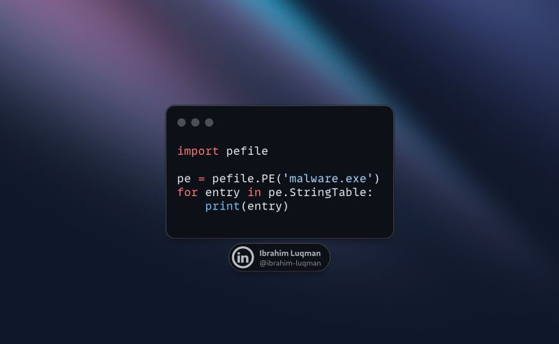 Ibrahim Luqman on LinkedIn: #malwareanalysis #python #cybersecurity # ... Ibrahim Luqman on LinkedIn: #malwareanalysis #python #cybersecurity # ...