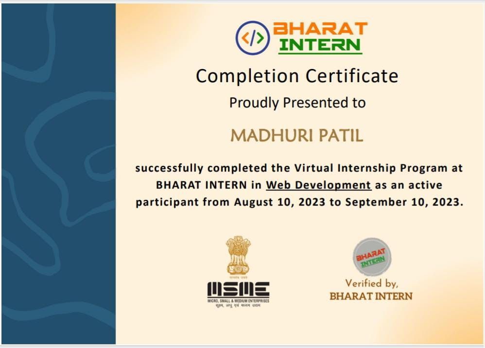 Madhuri Patil on LinkedIn: #internship #intern #webdevelopment # ... Madhuri Patil on LinkedIn: #internship #intern #webdevelopment # ...