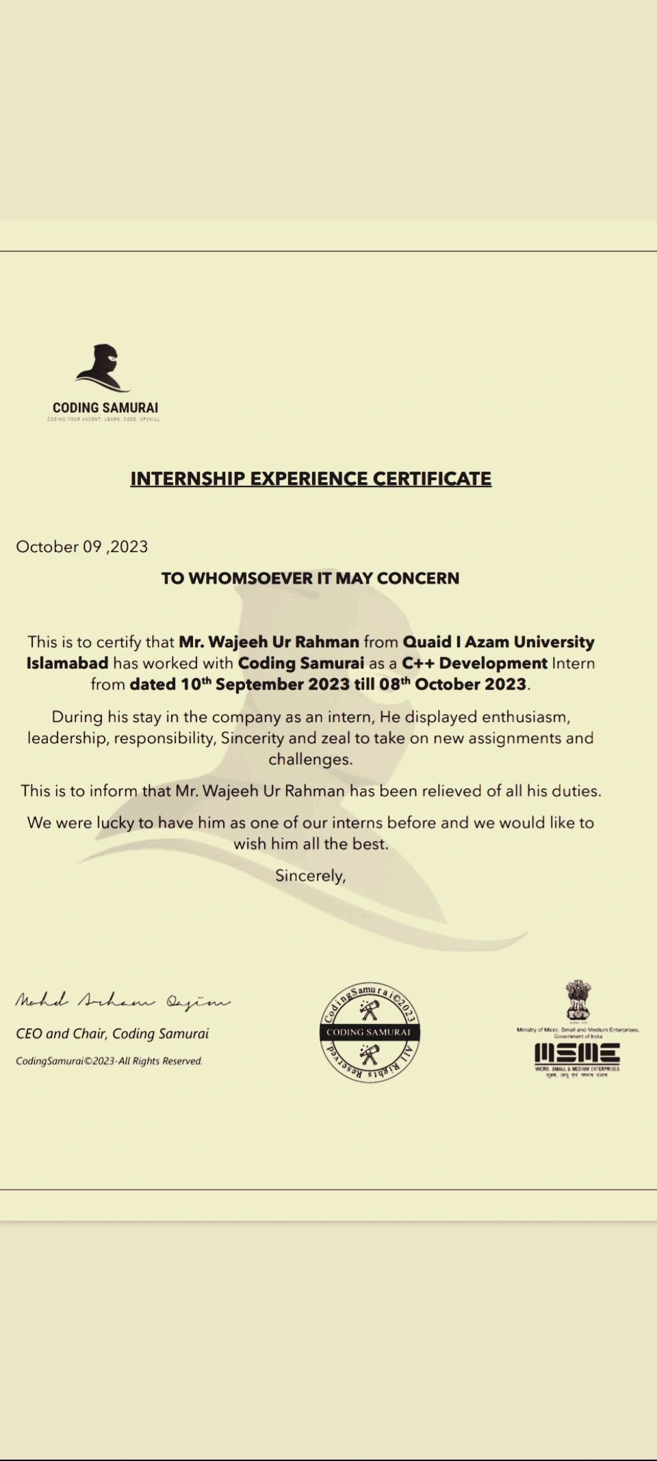 Wajeeh Ur Rahman on LinkedIn: #codingsamuraii #csip Wajeeh Ur Rahman on LinkedIn: #codingsamuraii #csip