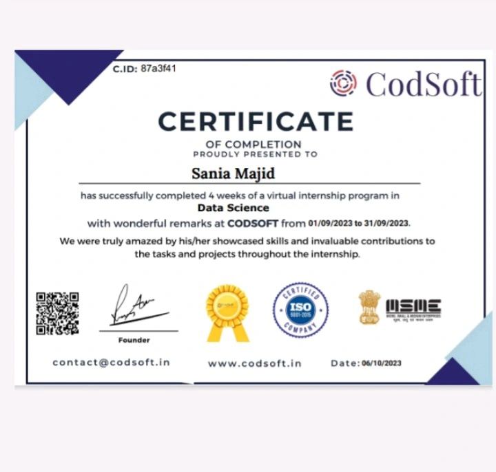 #datasciencejounery #codesoft | Sania Majid #datasciencejounery #codesoft | Sania Majid