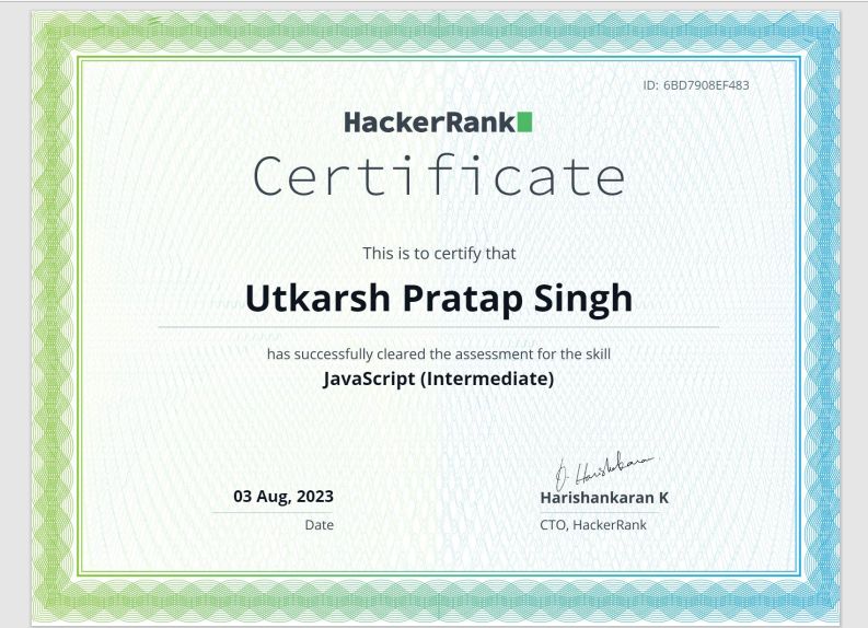 Utkarsh Pratap Singh on LinkedIn: #hackerrank #javascript # ... Utkarsh Pratap Singh on LinkedIn: #hackerrank #javascript # ...