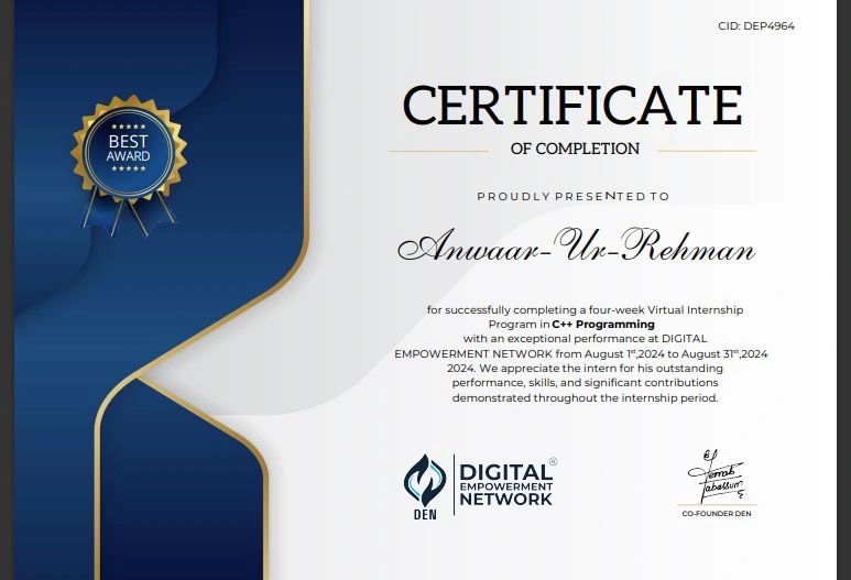 Anwaar UR REHMAN on LinkedIn: #cplusplus #internship # ... Anwaar UR REHMAN on LinkedIn: #cplusplus #internship # ...