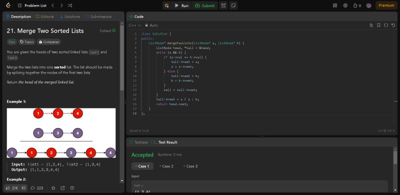 Adithya Kannan on LinkedIn: Day 21 of Code (C++) Problem Solved: Merge ... Adithya Kannan on LinkedIn: Day 21 of Code (C++) Problem Solved: Merge ...