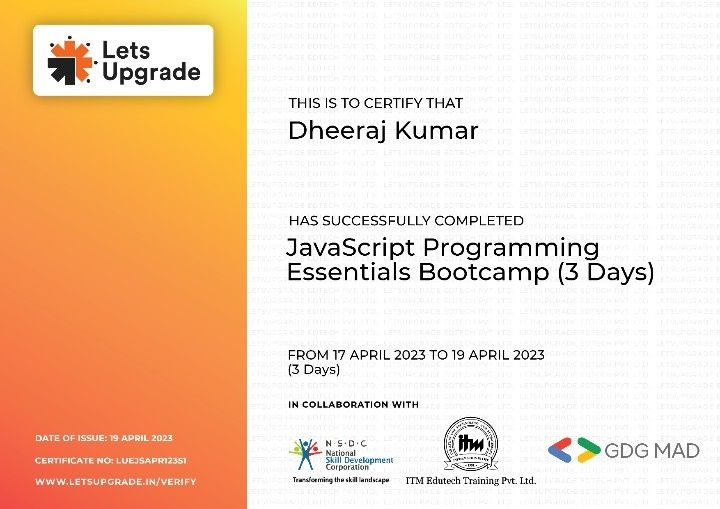 Dheeraj Kumar on LinkedIn: #letsupgrade #programming #javascript #share Dheeraj Kumar on LinkedIn: #letsupgrade #programming #javascript #share