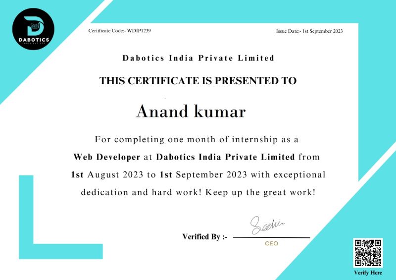 Anand kumar on LinkedIn: #connections #internship #dabotics # ... Anand kumar on LinkedIn: #connections #internship #dabotics # ...