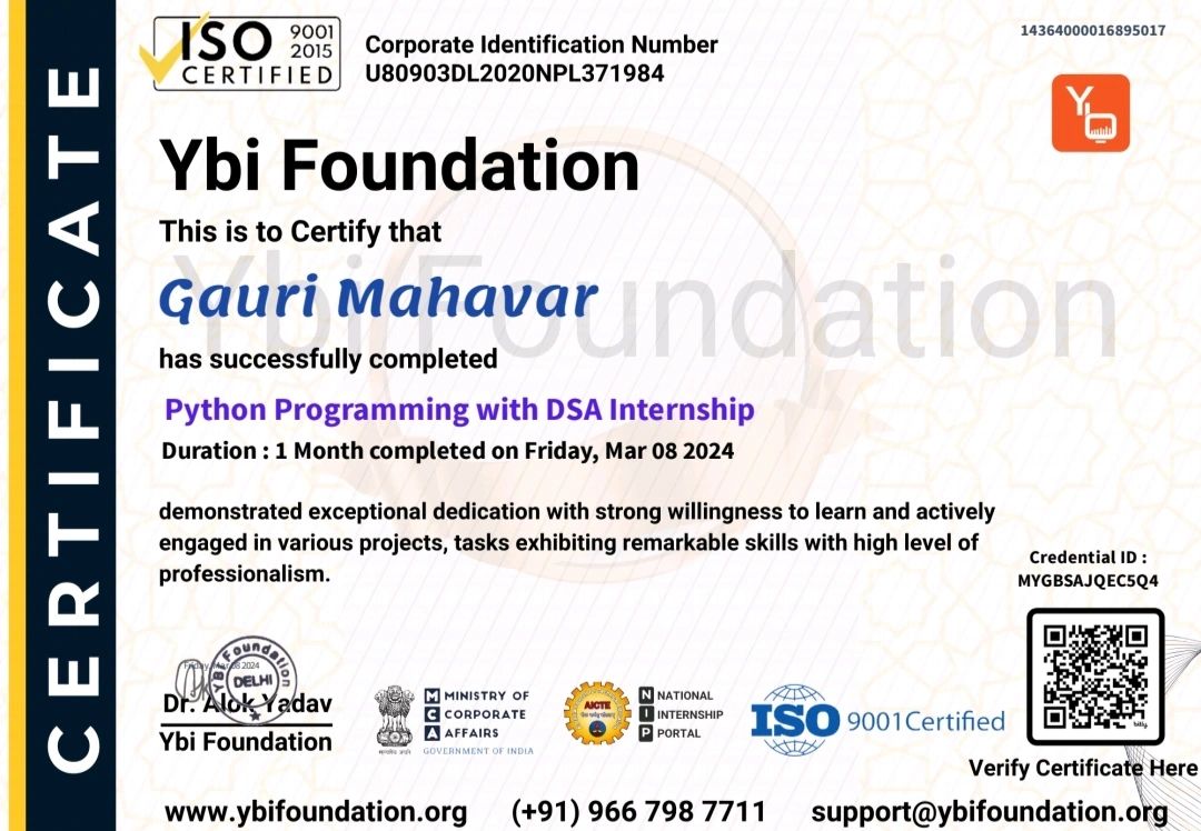 Gauri Mahavar on LinkedIn: #internship #pythonprogramming #dsa # ... Gauri Mahavar on LinkedIn: #internship #pythonprogramming #dsa # ...
