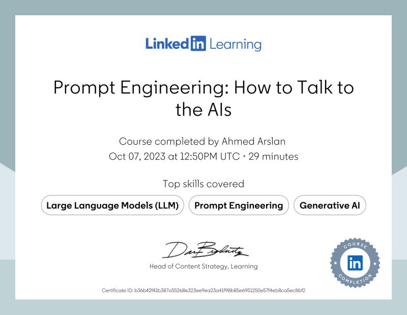 Ahmed Arslan on LinkedIn: Certificate of Completion Ahmed Arslan on LinkedIn: Certificate of Completion
