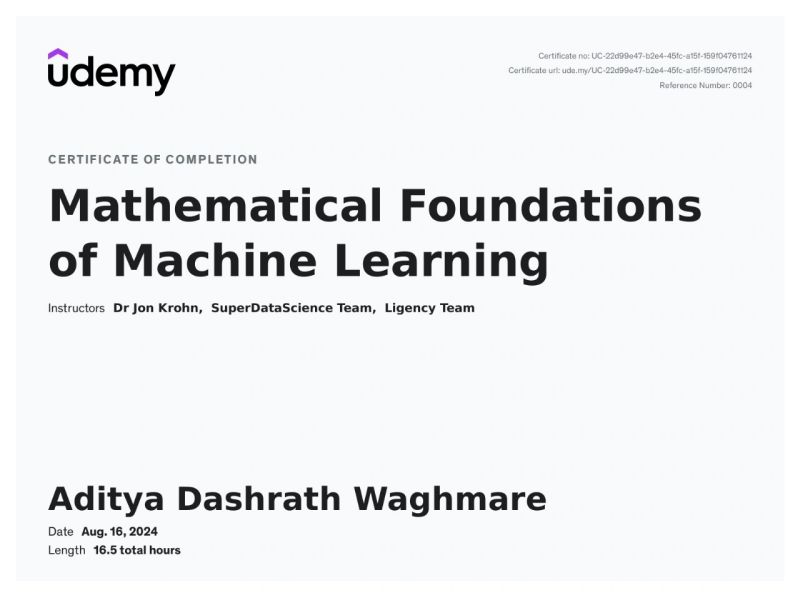 Aditya Waghmare on LinkedIn: #machinelearning #continuouslearning #udemy Aditya Waghmare on LinkedIn: #machinelearning #continuouslearning #udemy