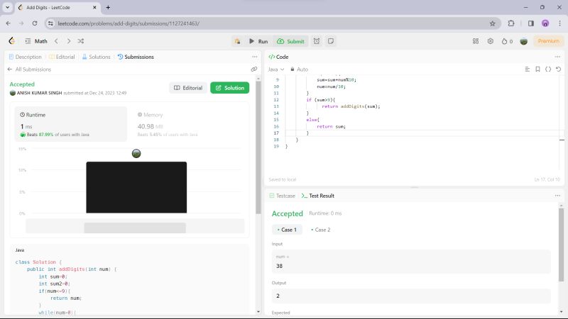 Day 65 of #100DaysOfCode challenge: finding digital root | ANISH KUMAR ... Day 65 of #100DaysOfCode challenge: finding digital root | ANISH KUMAR ...