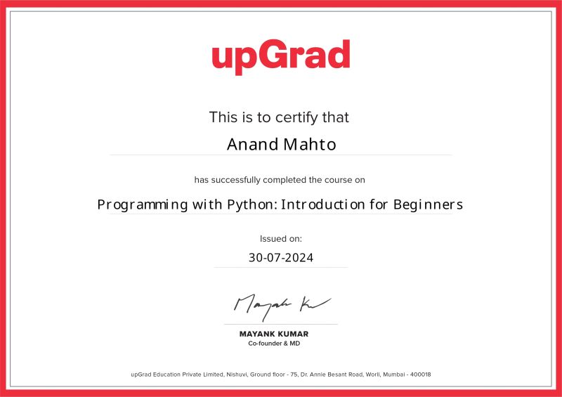 Anand Mahto on LinkedIn: #python #programming #continuouslearning # ... Anand Mahto on LinkedIn: #python #programming #continuouslearning # ...