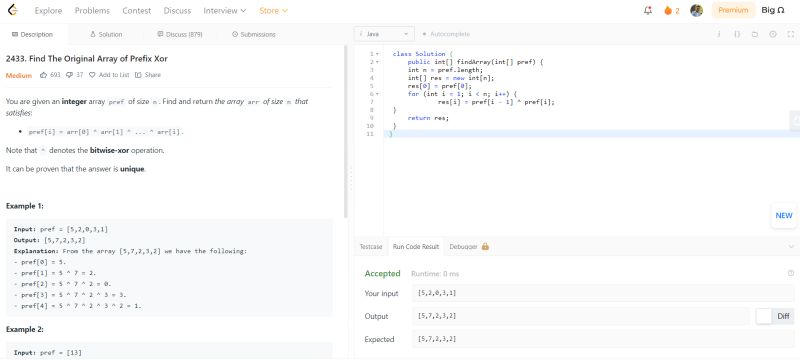 Day 91 of #100daysofcodechallenge: Prefix XOR | Animesh Raghav posted ... Day 91 of #100daysofcodechallenge: Prefix XOR | Animesh Raghav posted ...