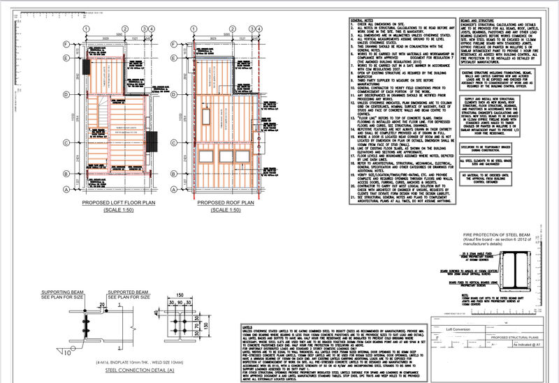 Structural drawings for loft conversion and its details. | Nada Ashraf Structural drawings for loft conversion and its details. | Nada Ashraf