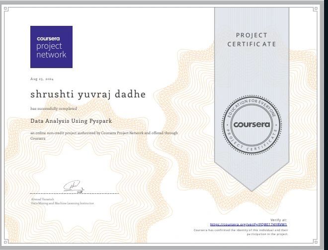 Shrushti Dadhe on LinkedIn: #pyspark #googlecolab #coursera #data #analysis Shrushti Dadhe on LinkedIn: #pyspark #googlecolab #coursera #data #analysis