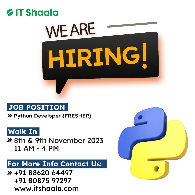 IT Shaala on LinkedIn: #hiring #fresher #python #developer #fresher # ... IT Shaala on LinkedIn: #hiring #fresher #python #developer #fresher # ...