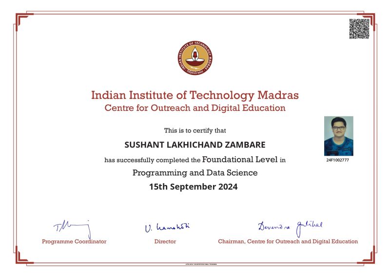 Sushant Zambare on LinkedIn: #iitmadras #datascience #programming # ... Sushant Zambare on LinkedIn: #iitmadras #datascience #programming # ...
