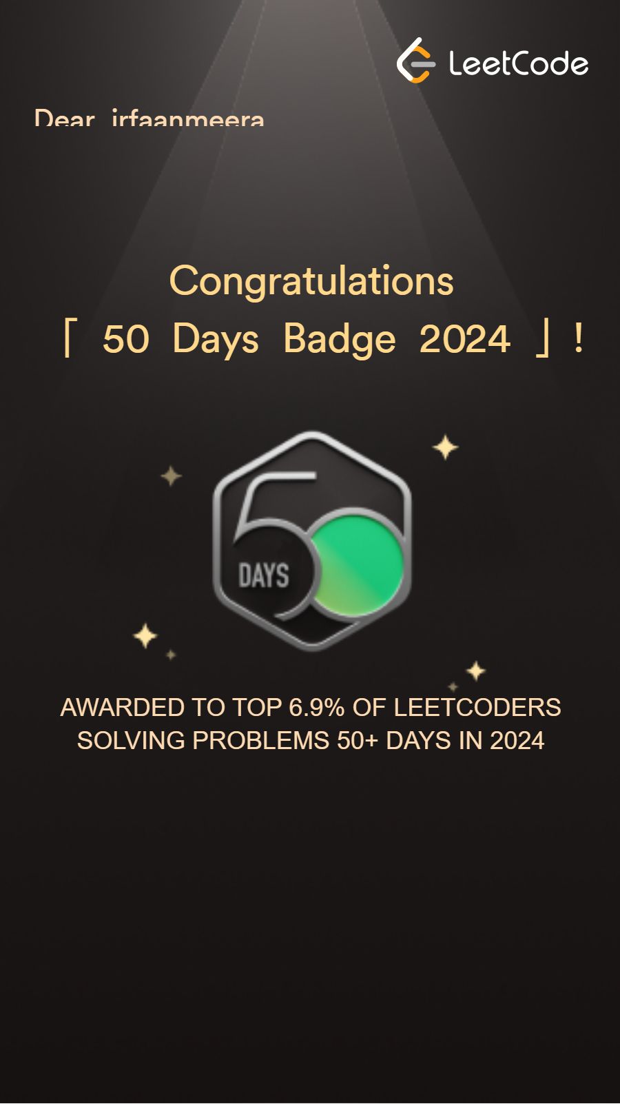#leetcode #achievement #brototype #consistency #coding | IRFAAN MEERA E #leetcode #achievement #brototype #consistency #coding | IRFAAN MEERA E