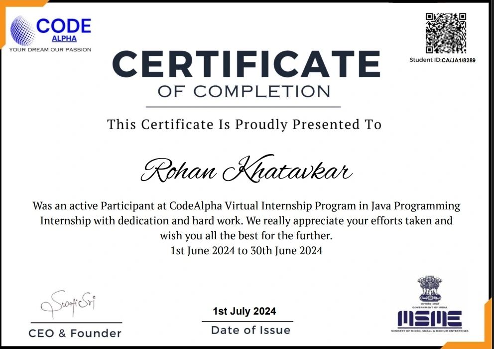 Rohan Khatavkar on LinkedIn: #codealpha #internship Rohan Khatavkar on LinkedIn: #codealpha #internship