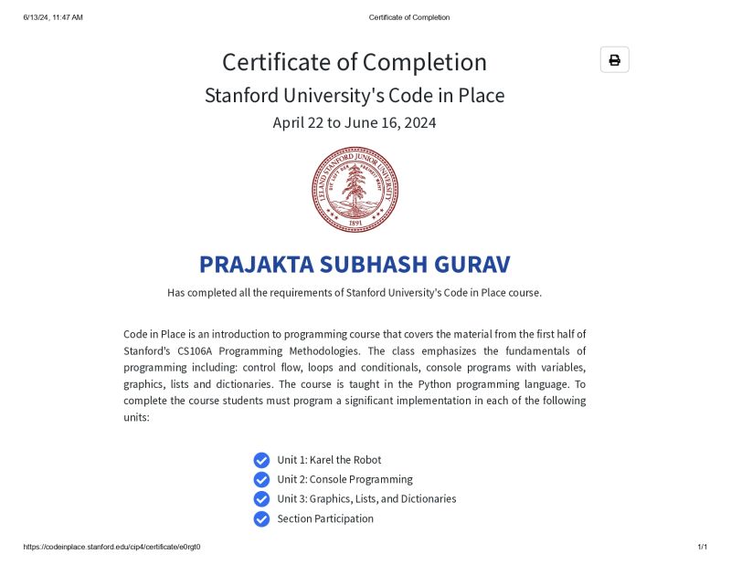 Prajakta Gurav on LinkedIn: #python #stanforduniversity Prajakta Gurav on LinkedIn: #python #stanforduniversity