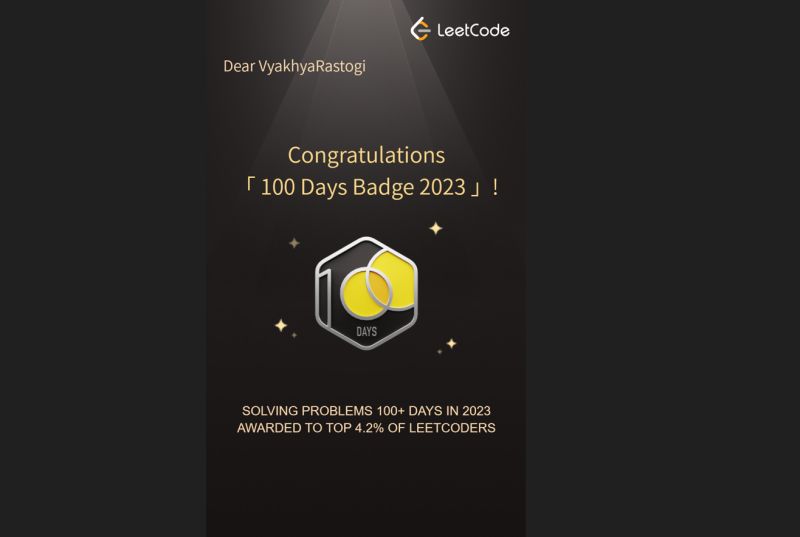 Vyakhya Rastogi on LinkedIn: #100daysbadge #dedication #code Vyakhya Rastogi on LinkedIn: #100daysbadge #dedication #code
