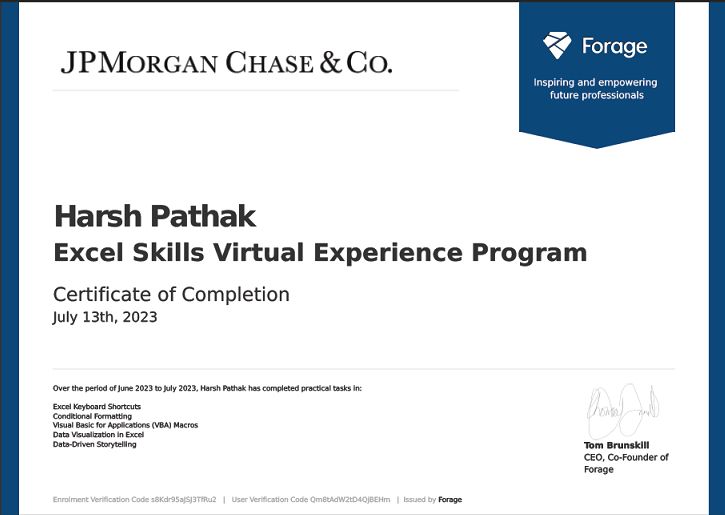 Harsh Pathak on LinkedIn: #skilldevelopment #excel #forage #jpmorganchase Harsh Pathak on LinkedIn: #skilldevelopment #excel #forage #jpmorganchase