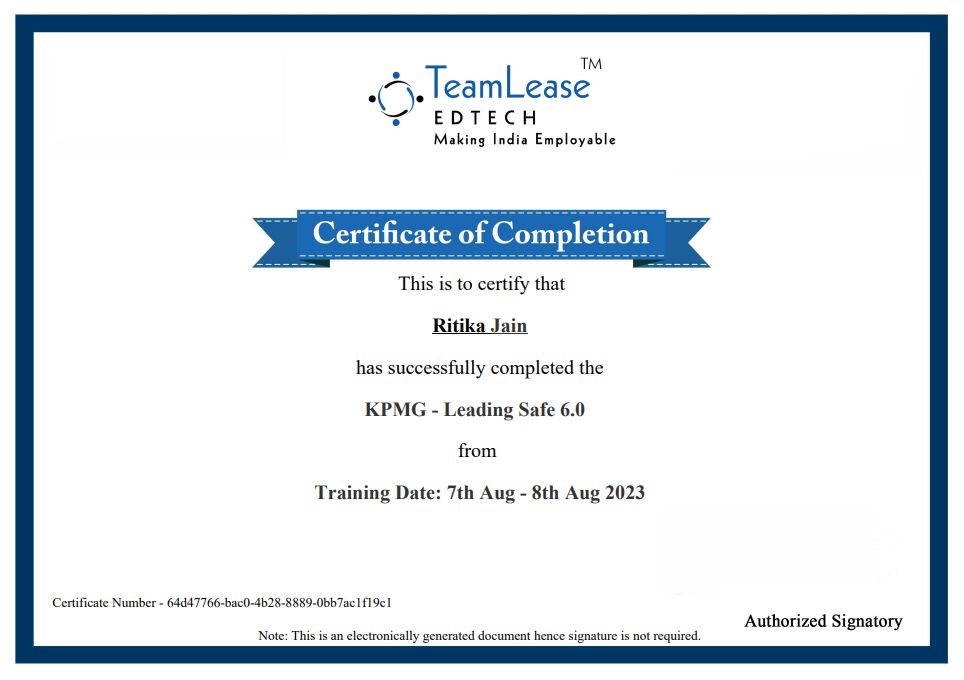 Ritika Jain on LinkedIn: #safeagilist Ritika Jain on LinkedIn: #safeagilist