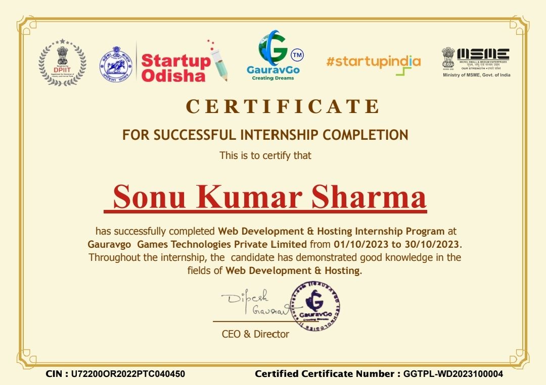 SONU KUMAR SHARMA on LinkedIn: #webdevelopment #internship SONU KUMAR SHARMA on LinkedIn: #webdevelopment #internship
