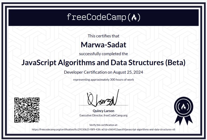 Marwa Sadat on LinkedIn: Thrilled to have earned my JavaScript ... Marwa Sadat on LinkedIn: Thrilled to have earned my JavaScript ...
