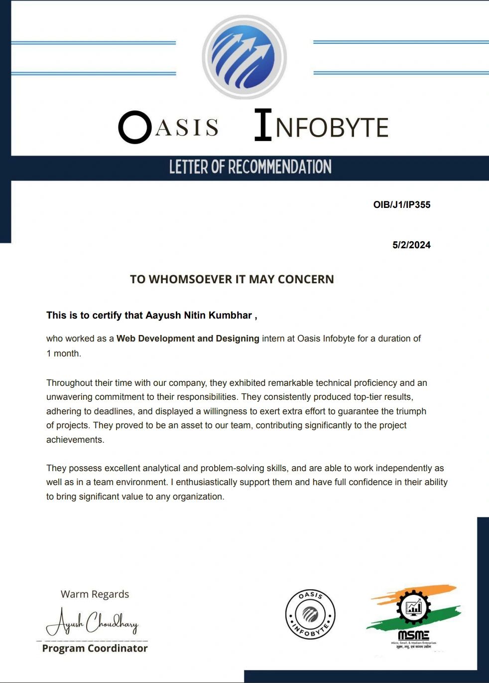 Seeking Letter of Recommendation for web development internship ... Seeking Letter of Recommendation for web development internship ...