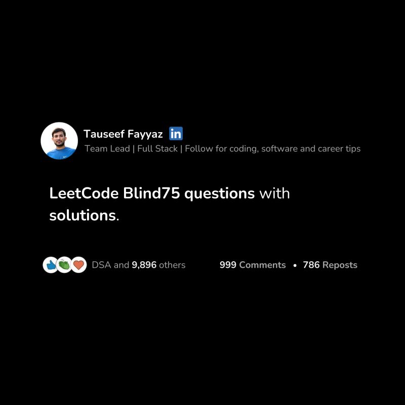 #leetcode #dsa #blind75 #intervewtips #softwareengineering | Tauseef ... #leetcode #dsa #blind75 #intervewtips #softwareengineering | Tauseef ...