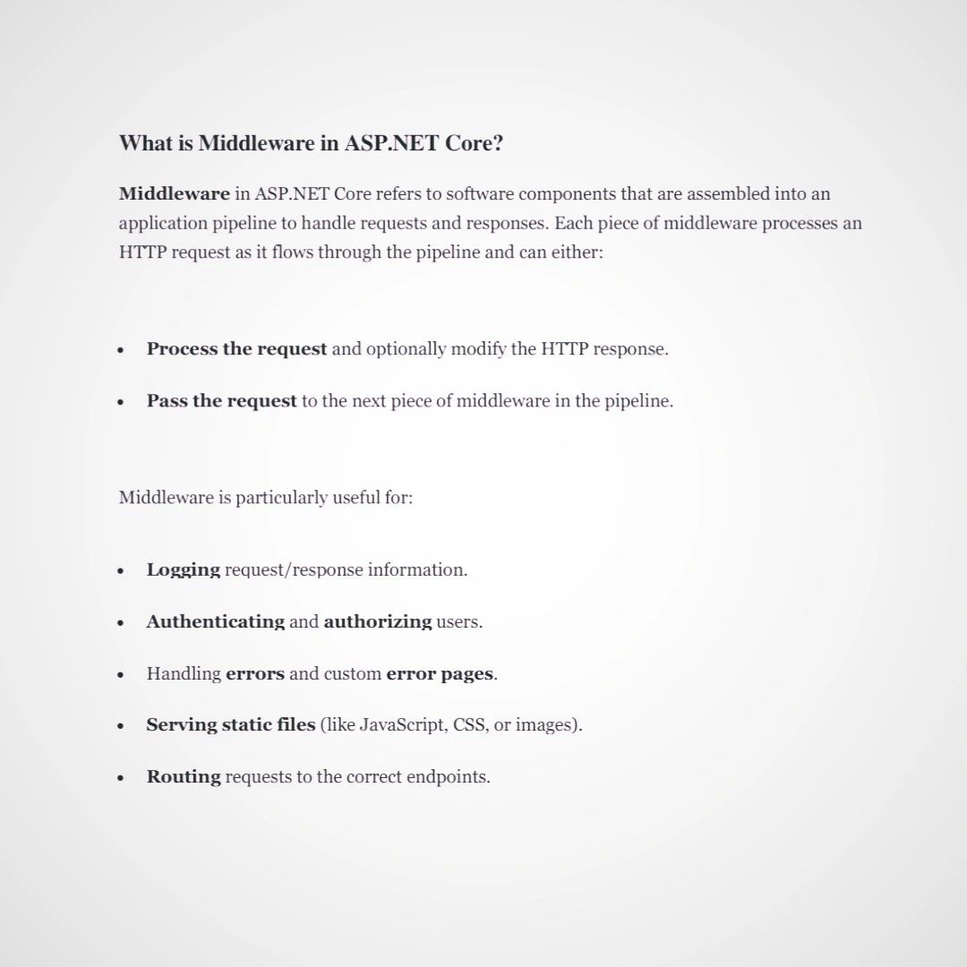 Understanding Middleware in .NET Core Middleware is the backbone of ... Understanding Middleware in .NET Core Middleware is the backbone of ...
