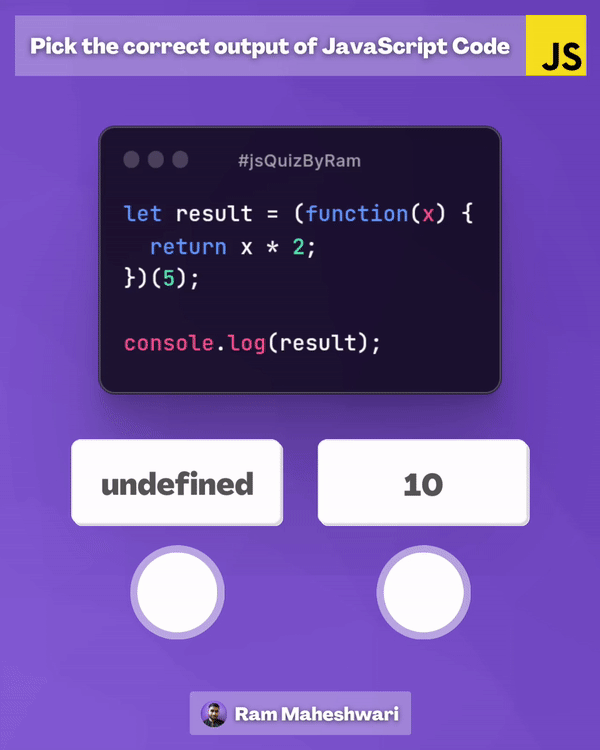 Ram Maheshwari ♾️ on LinkedIn: #jsquizbyram #html #css #javascript ... Ram Maheshwari ♾️ on LinkedIn: #jsquizbyram #html #css #javascript ...