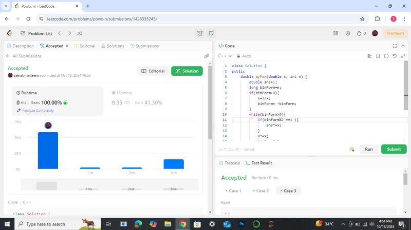 #leetcode #codingchallenges #algorithms #exponentiation… | Zainab Nadeem #leetcode #codingchallenges #algorithms #exponentiation… | Zainab Nadeem
