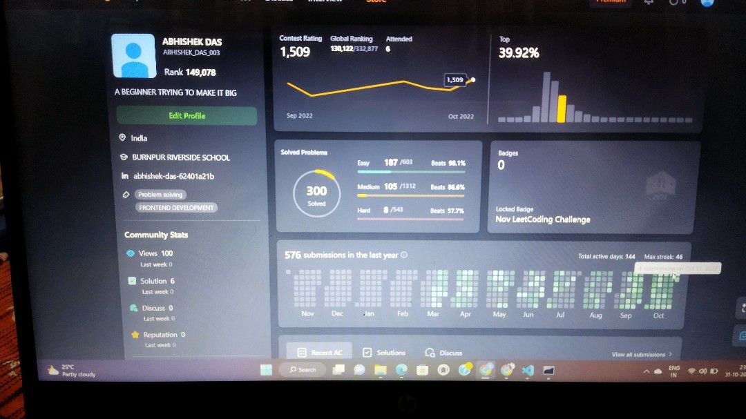 Abhishek Das on LinkedIn: Completed 300 questions in Leetcode, has been ... Abhishek Das on LinkedIn: Completed 300 questions in Leetcode, has been ...