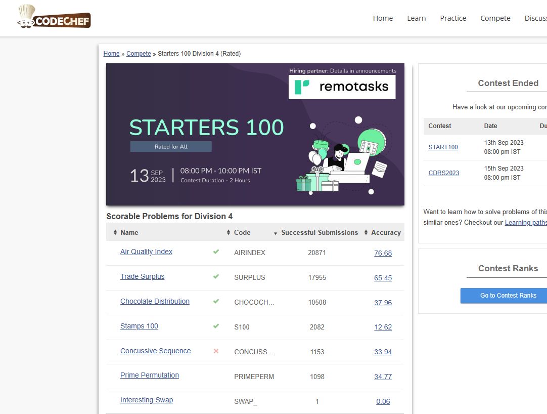 Successful CodeChef contest! | Priyanshu Bajetha posted on the topic ... Successful CodeChef contest! | Priyanshu Bajetha posted on the topic ...